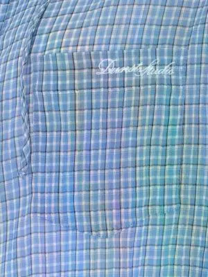 DUNST Hooded Checked-pattern Shirt - Blue
