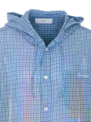 DUNST Hooded Checked-pattern Shirt - Blue