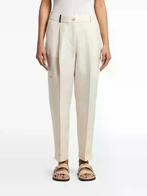 Peserico Cuffed Trousers With Flower Detail