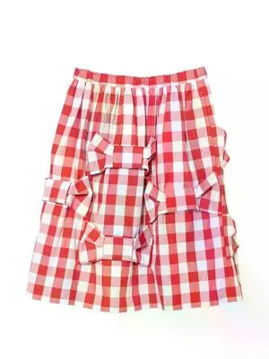 Comme Des Garçons Bow-detailed Gingham Midi Skirt - Red