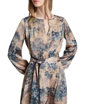 Santorelli Aubree Long Sleeve Midi Dress In Floral Print - Dune