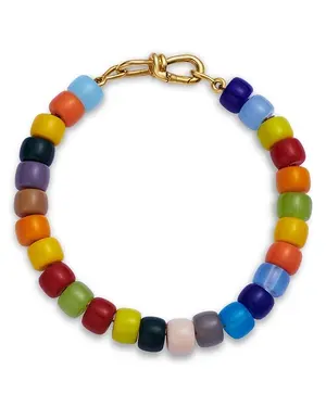 Luis Morais 14k Yellow Gold Glass Bead Bracelet - Multi
