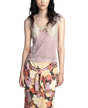 Anna Sui Lingerie Lace Knit Camisole - Blush