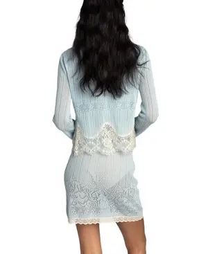 Anna Sui Lingerie Lace Knit Cardigan - Sky Blue