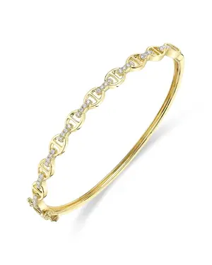 SHY CREATION 14k Yellow Diamond Mariner Link Bangle Bracelet