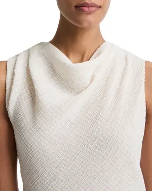Vince Shadow Grid Cowlneck Top - Chalk