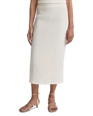 Vince Shadow Grid Midi Skirt - Chalk