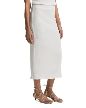 Vince Shadow Grid Midi Skirt - Chalk