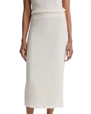 Vince Shadow Grid Midi Skirt - Chalk