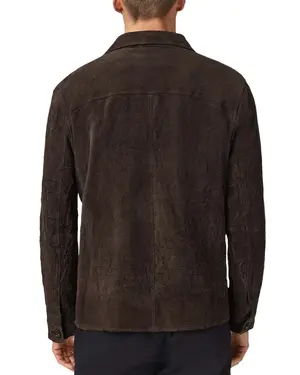 John Varvatos Jesse Leather Shirt Jacket With Buttons - Espresso