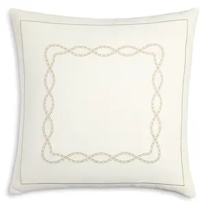 SFERRA Evara Embroidered Linen Decorative Pillow, 20 X 20 Exclusive - Oyster