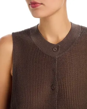 Eileen Fisher Cotton And Silk Knit Vest
