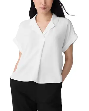 Eileen Fisher Silk Notched Collar Top