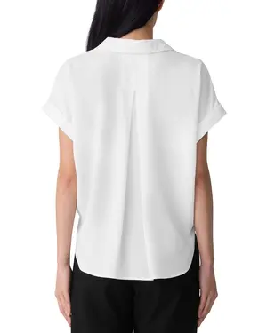 Eileen Fisher Silk Notched Collar Top