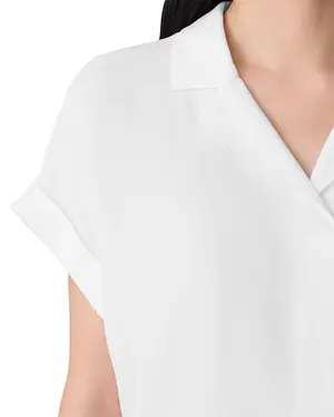 Eileen Fisher Silk Notched Collar Top