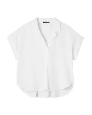 Eileen Fisher Silk Notched Collar Top