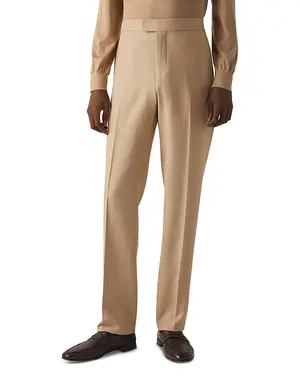 Zegna Oasi Lino Tailored Pants - Medium Beige Solid
