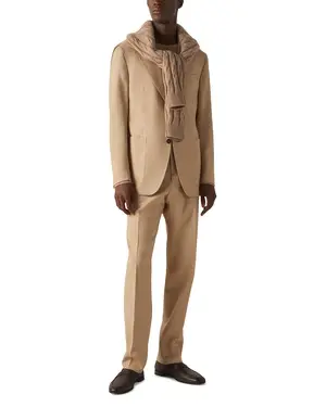 Zegna Oasi Lino Tailored Pants - Medium Beige Solid