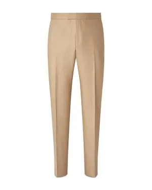 Zegna Oasi Lino Tailored Pants - Medium Beige Solid