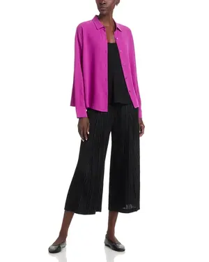Eileen Fisher Silk Georgette Crepe Classic Collar Shirt