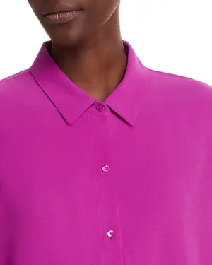 Eileen Fisher Silk Georgette Crepe Classic Collar Shirt