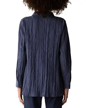 Eileen Fisher Classic Collar Pleated Silk Shirt
