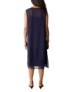 Eileen Fisher Boat Neck Silk Dress