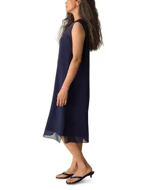 Eileen Fisher Boat Neck Silk Dress