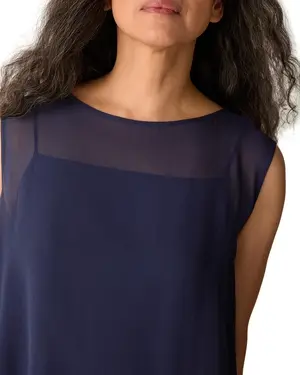 Eileen Fisher Boat Neck Silk Dress