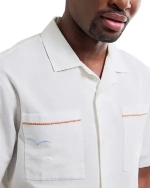 WAX LONDON Didcot Short Sleeve Shirt - Ecru