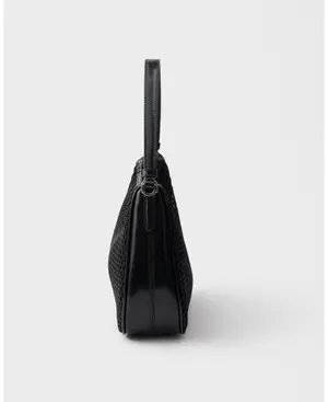 Prada Re-edition 2005 Mesh And Brushed Leather Bag - Black