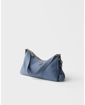Prada Aimee Large Nubuck Leather Shoulder Bag - Blue
