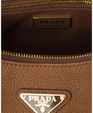 Prada Aimee Large Nubuck Leather Shoulder Bag - Brown