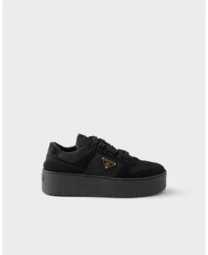 Prada Downtown Re-nylon And Suede Sneakers - Black