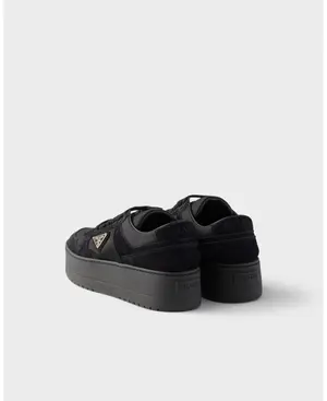 Prada Downtown Re-nylon And Suede Sneakers - Black