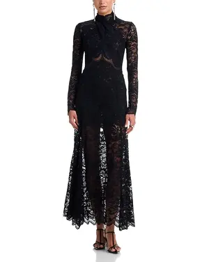 Rabanne Lace Long Dress - Black