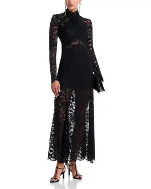 Rabanne Lace Long Dress - Black