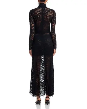 Rabanne Lace Long Dress - Black