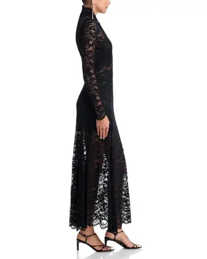 Rabanne Lace Long Dress - Black