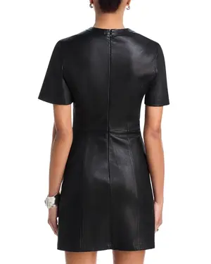 Rabanne Short Gathered Lambskin Dress - Black