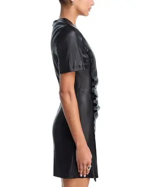 Rabanne Short Gathered Lambskin Dress - Black