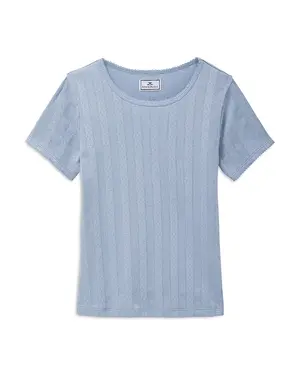 PETITE PLUME Pointelle Knit Tee - Blue