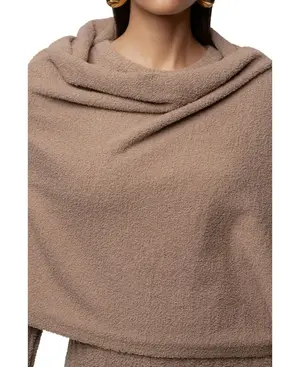 JLUXLABEL First Class Ribbed Maxi Dress With Shawl - Beige