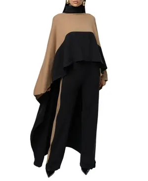 JLUXLABEL Contrast Funnel Neck Top - Black