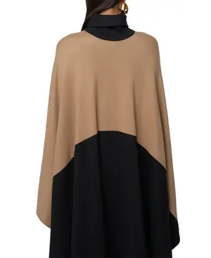 JLUXLABEL Contrast Funnel Neck Top - Black