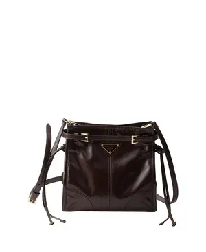 Prada Bonnie Leather Mini Shoulder Bag - Brown