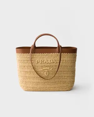 Prada Medium Crochet And Leather Tote Bag