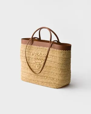 Prada Medium Crochet And Leather Tote Bag