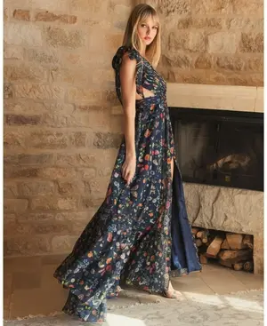 Mac Duggal Petite One-shoulder Cut-out Gown - Navy Multi