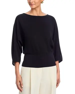Lafayette 148 New York Blouson Wide Sleeve Sweater - Black